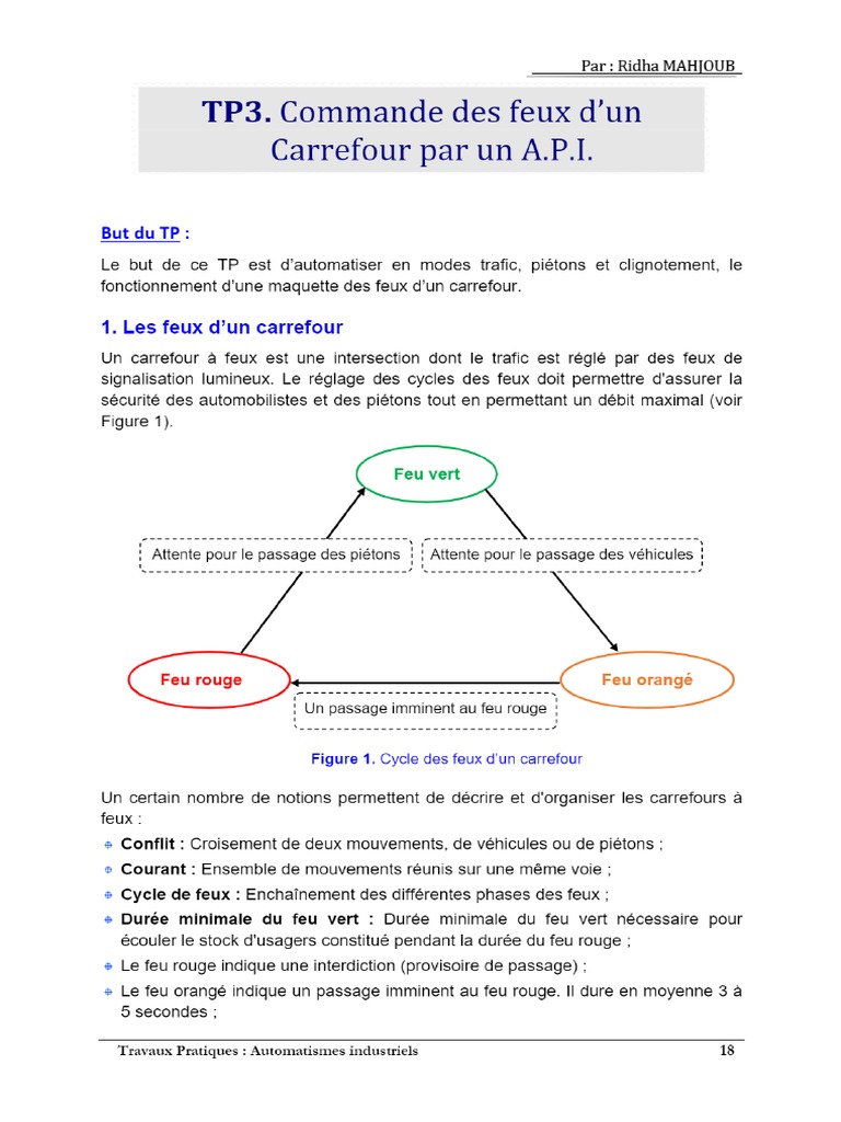 TP3. Commande Des Feux D Un Carrefour Par Un A.P.I. - PDF Téléchargement Gratuit | PDF