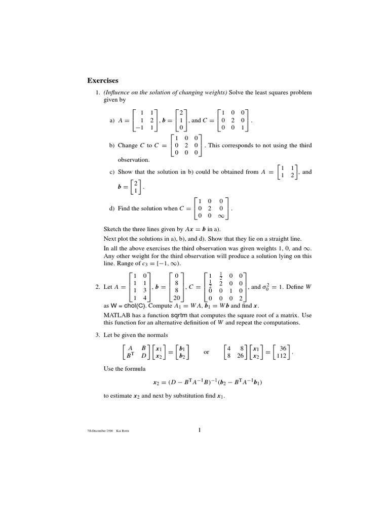 Exercise | PDF | Least Squares | Mathematics Of Computing