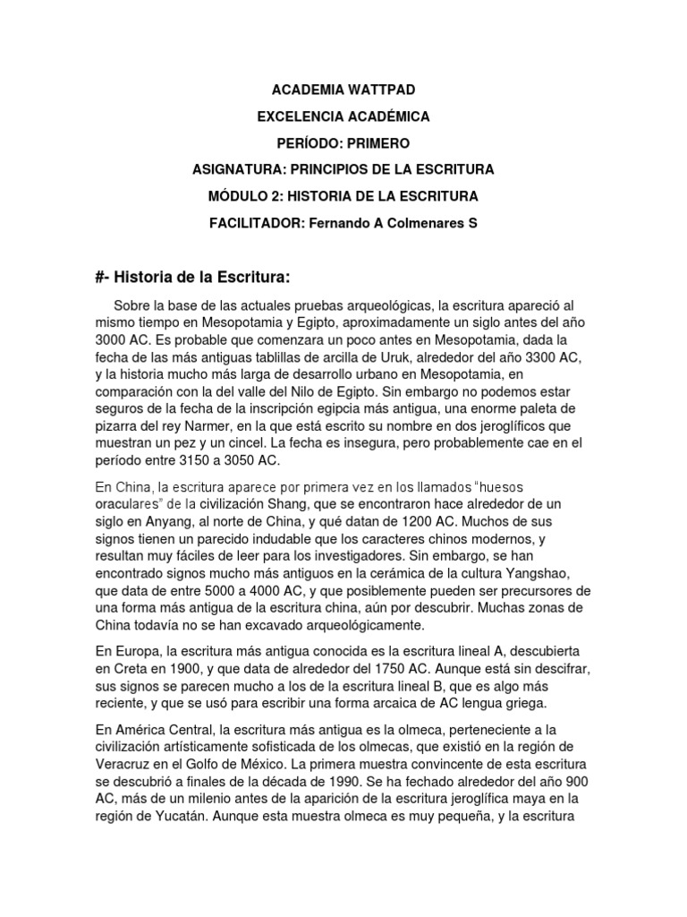 MÓDULO 2 Historia de La Escritura | PDF | Escritura | Alfabeto