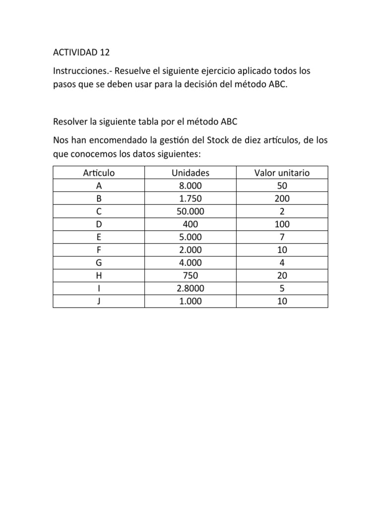 Actividad 12 Sistema ABC para Los Grupo de 9aal 9c | PDF