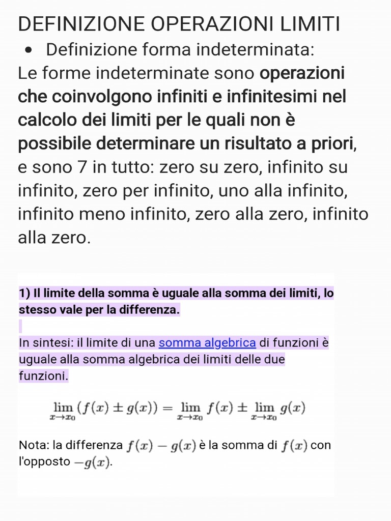 Definizione Operazioni Limiti - 230313 - 222048 | PDF