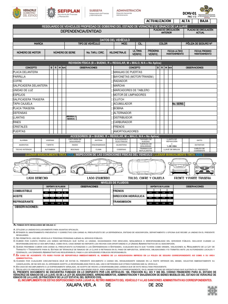 Formato Dcmv-01 2023 Nvo Jefe | PDF | Seguro | Tecnología de vehículos