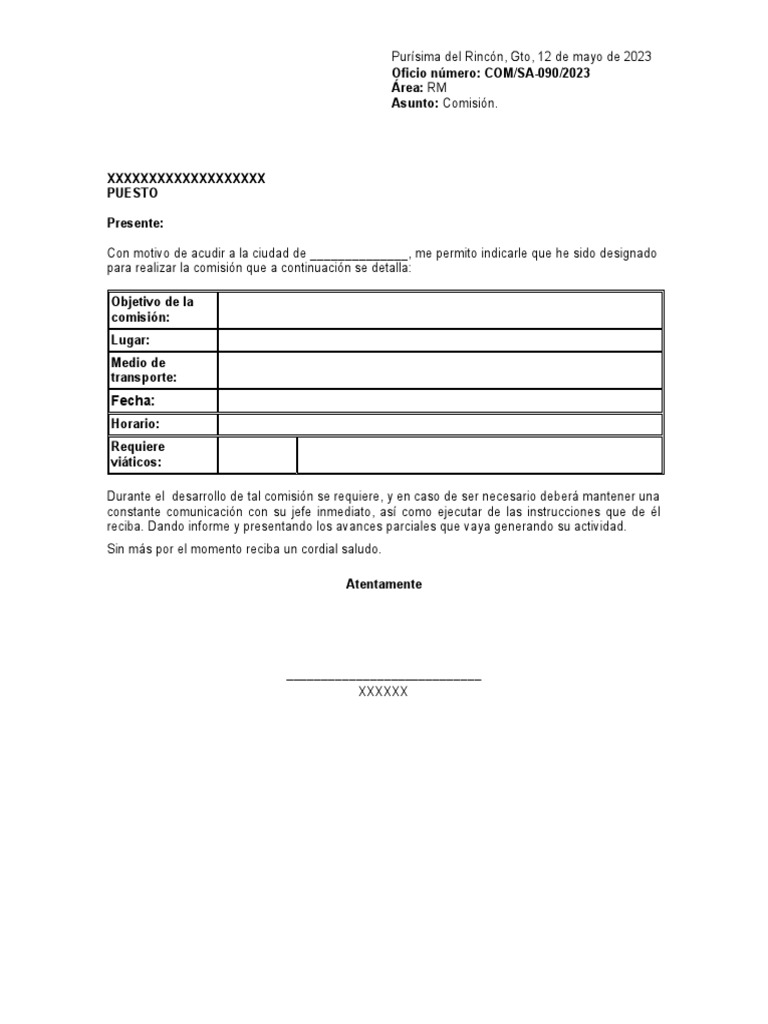 Oficio de Comisión | PDF Oficio de Comisión | PDF