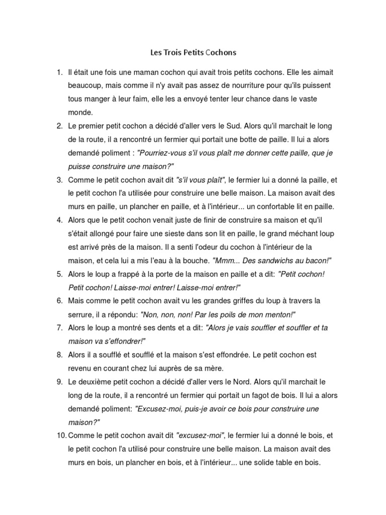 Les Trois Petits Cochons | PDF | Cochon