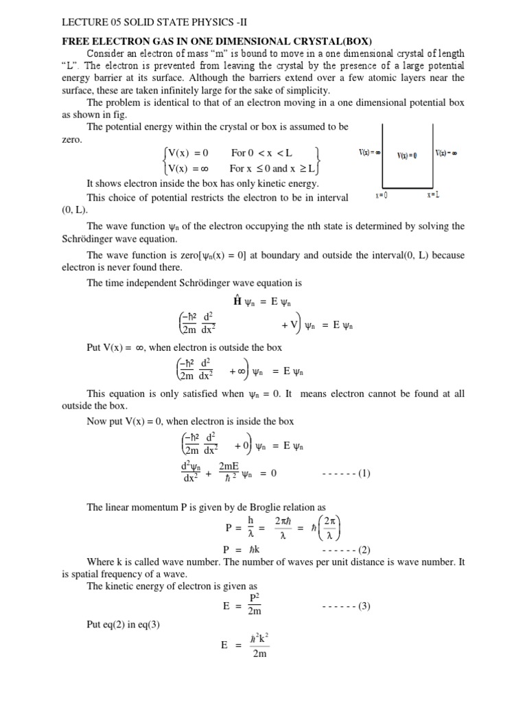 Lecture 05 Solid State Physics - II | PDF | Energy Level | Wave Function