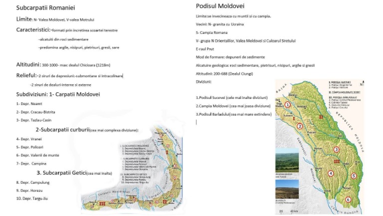 Schema/rezumat Lectie Clasa A 8-A Geografie: Subcarpatii Si Podisul ...