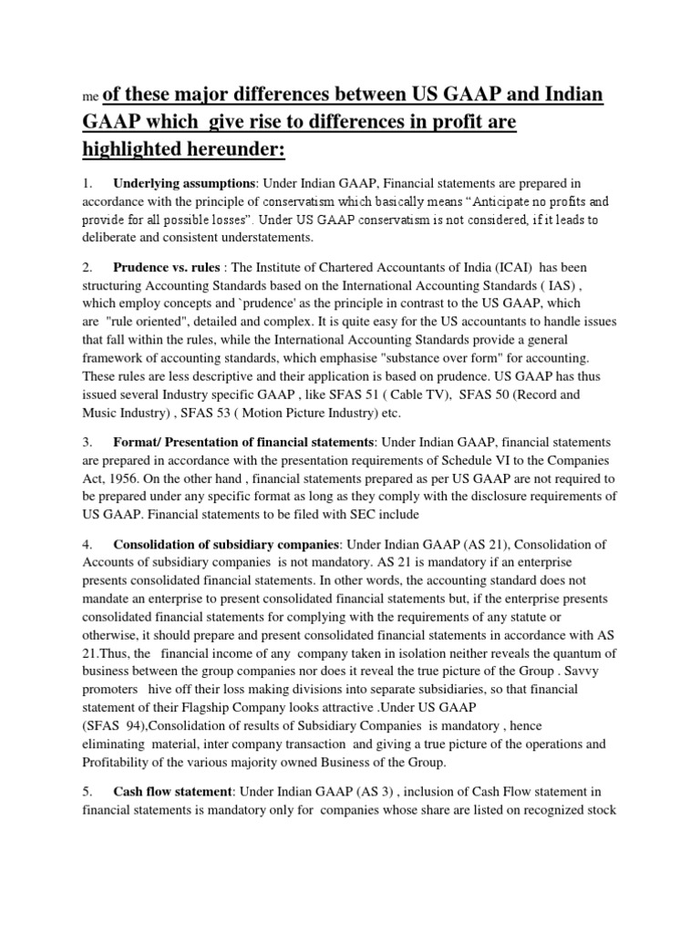 Differences Between US GAAP and Indian GAAP | PDF | Expense | Goodwill ...