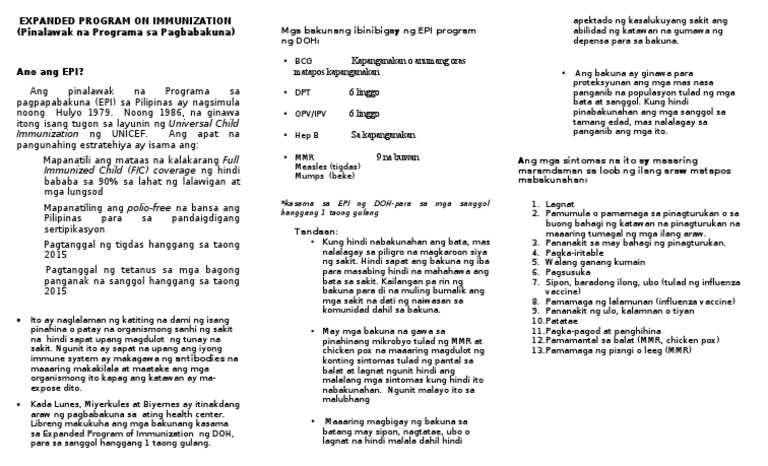 Bakuna Phamplet | PDF
