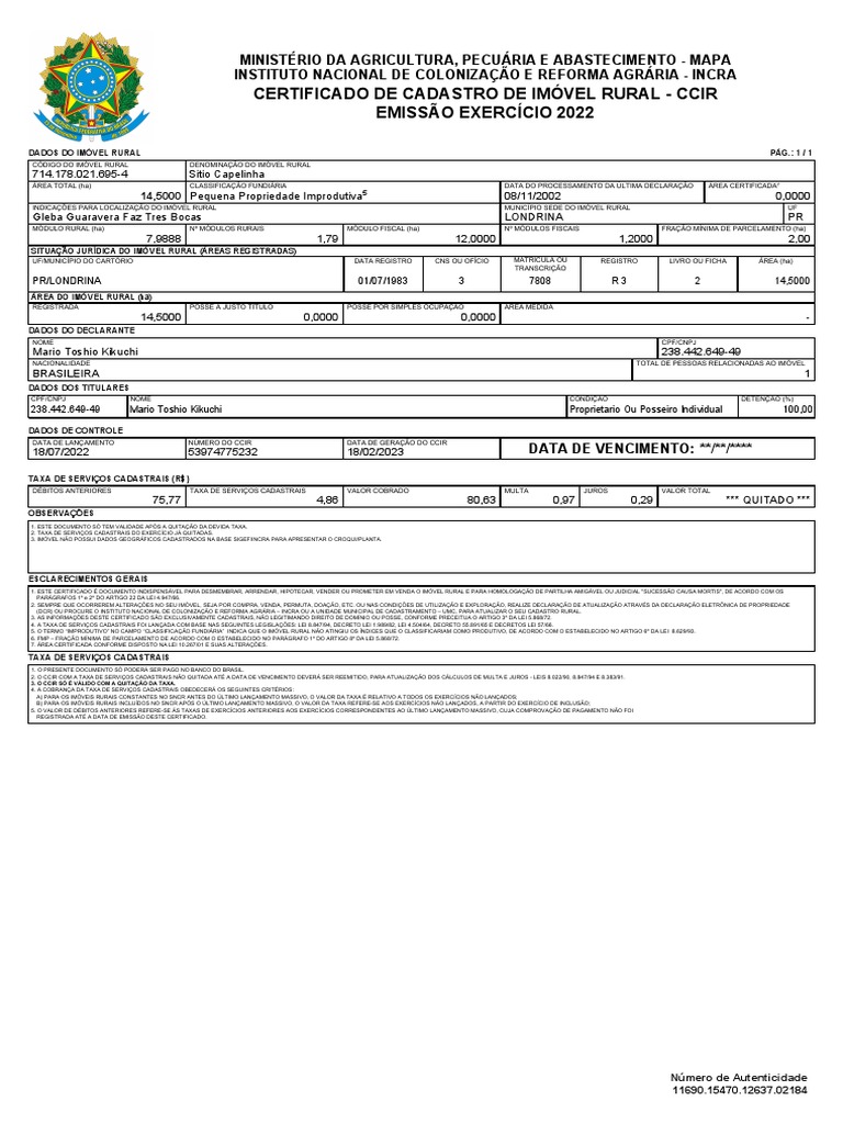 Ccir 2022 Quitado Mario Toshio Kikuchi | PDF | Brasil