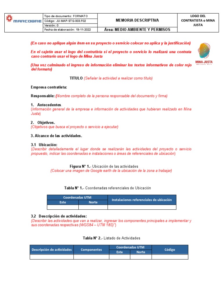 JU-MAP-STG-003.F02 Memoria Descriptiva V0 | PDF