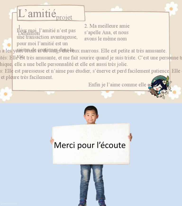 L'amitié Proiect Franceza Despre Prietenie | PDF