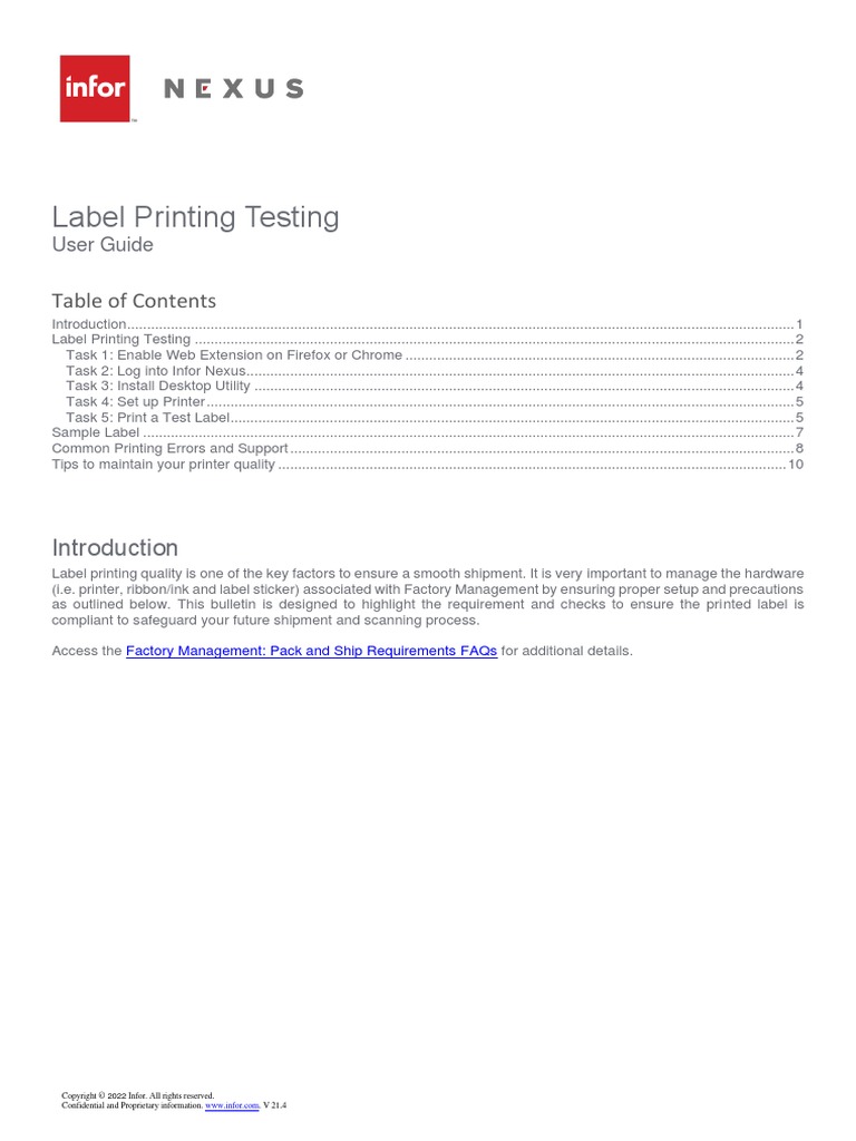 Label Printing Testing Guide | PDF