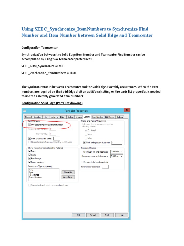 SEEC Synchronize ItemNumbers | PDF