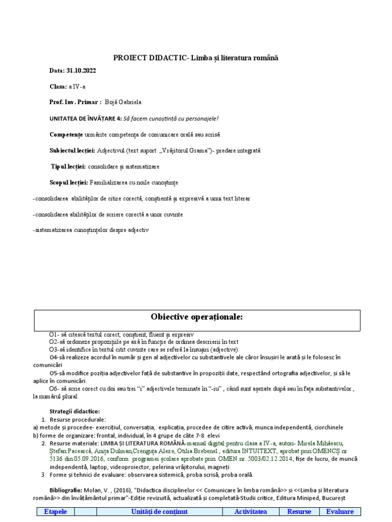 Proiect Primar 1 | PDF