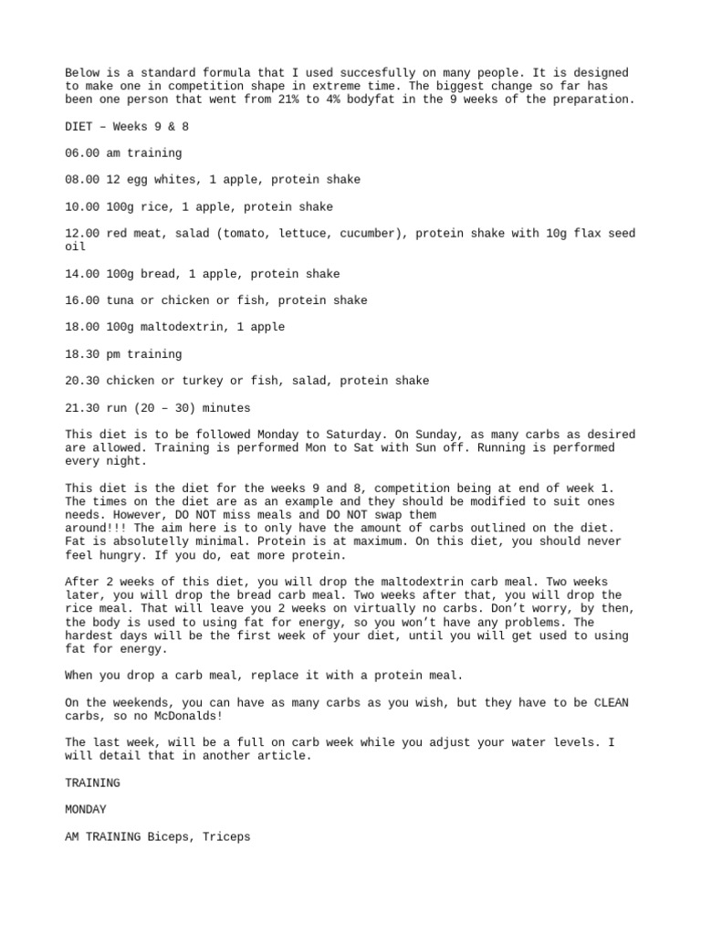 Big A Contest Prep Diet Training | PDF