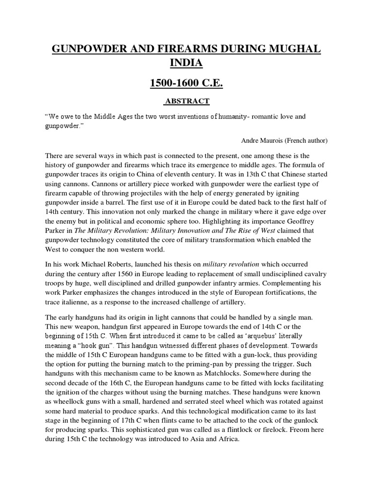 Gunpowder and Firearms During Mughal Ind | PDF | Gunpowder | Mughal Empire
