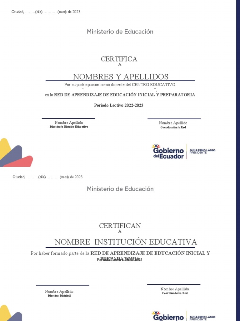 Certificados Actualizados Fin Año Sierra 22-23 Redes Aprendizaje | PDF