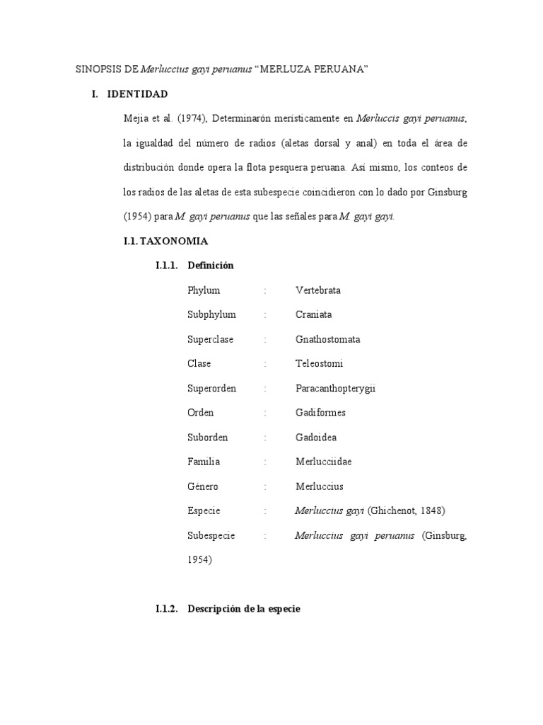 Taxonomía de la Merluza Peruana | PDF | Reproducción | Zoología