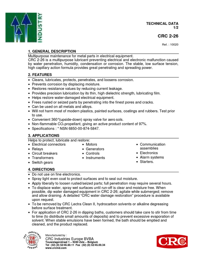 CRC 2-26 | PDF | Corrosion | Lubricant
