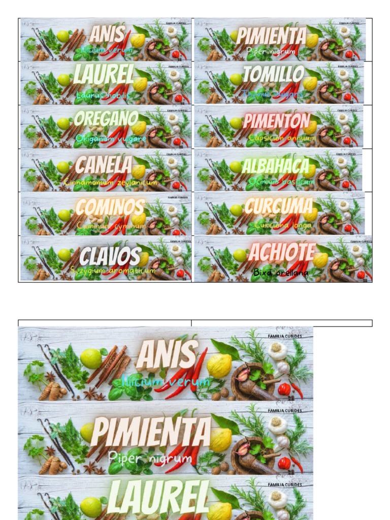 Etiquetas condimentos | PDF