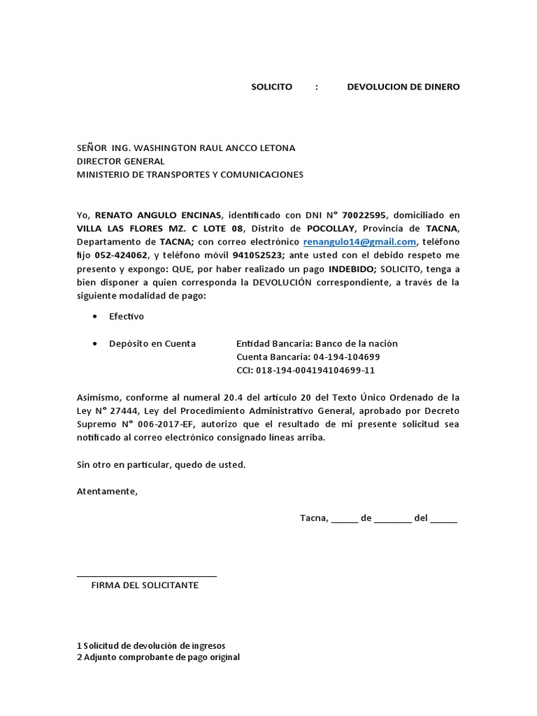 Solicitud para mtc | PDF