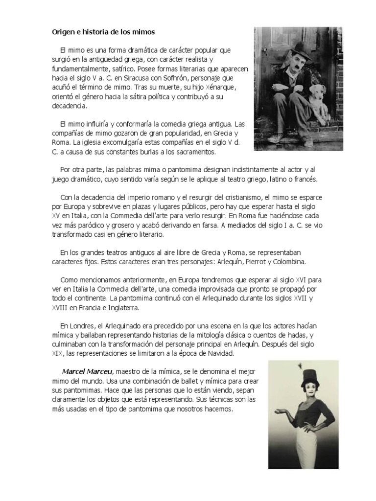 Origen e Historia de Los Mimos | PDF
