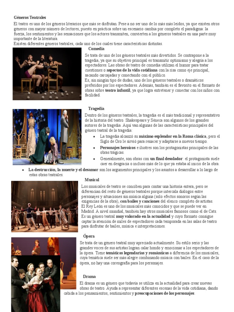 Géneros Teatrales | PDF | Teatro | Teatro musical