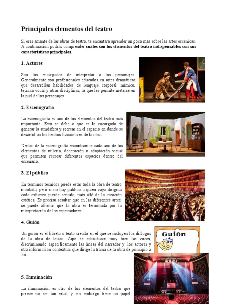 Principales Elementos Del Teatro | PDF | Teatro Principales Elementos Del Teatro | PDF | Teatro