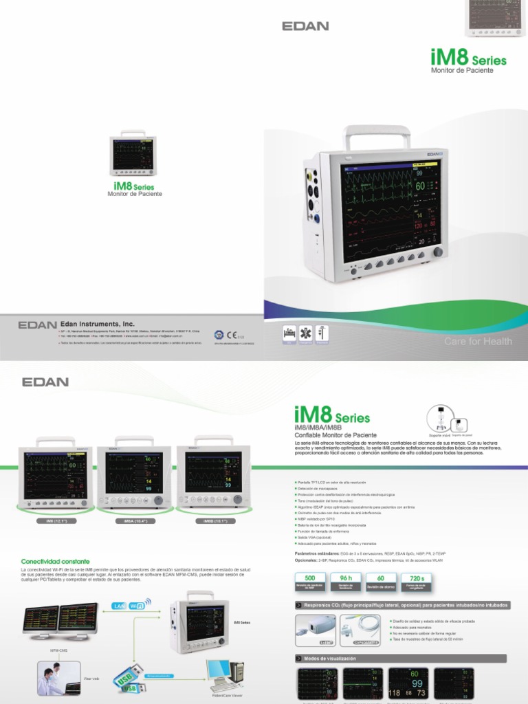 Monitor-Multiparametros-IM8 EDAN FICHA TECNICA | PDF