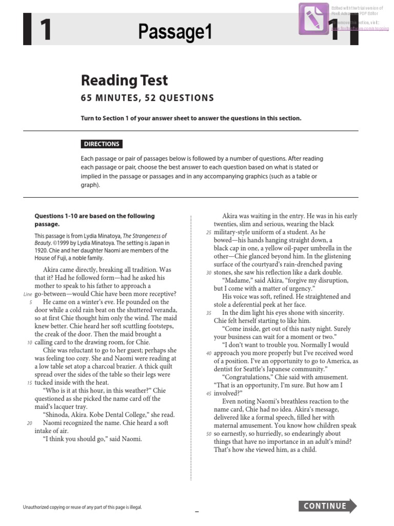 Reading Passages 1-20 | PDF