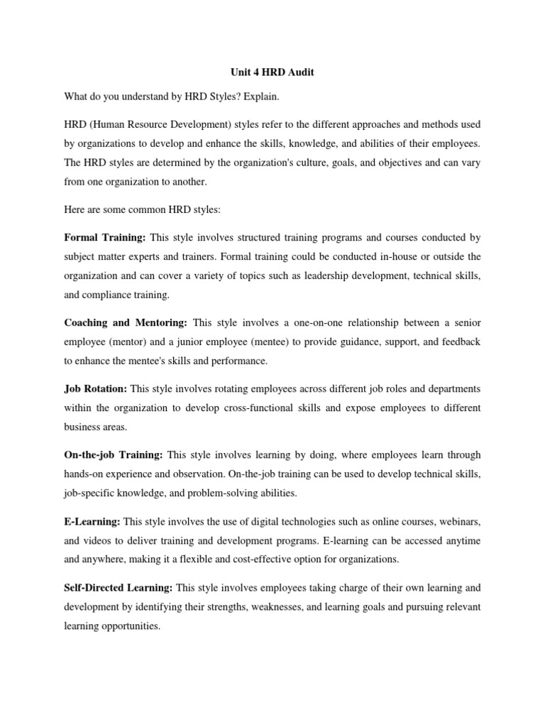 Unit 4 HRD Audit | PDF