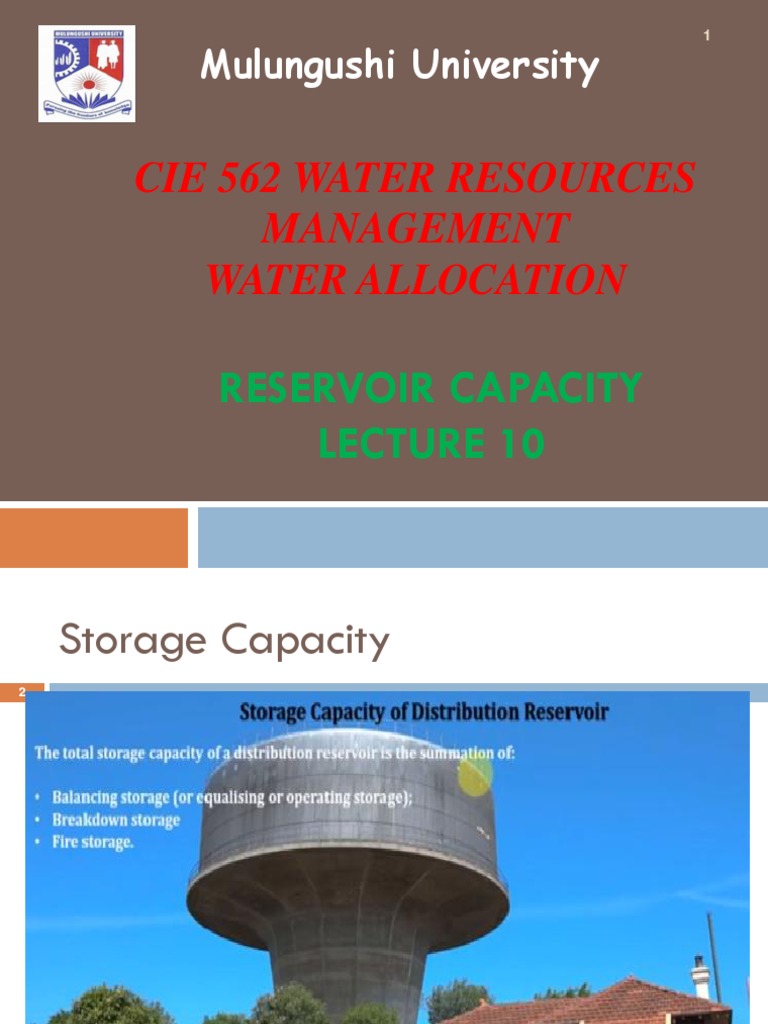 Lecture 10 CIE 562 | PDF | Discharge (Hydrology) | Demand