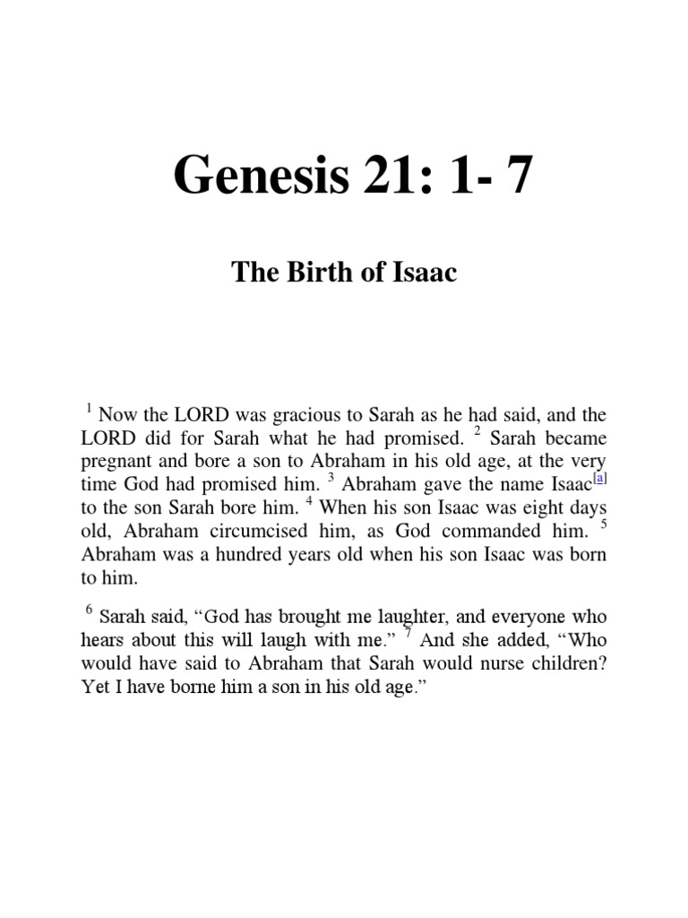 Genesis 21: 1-7: The Birth of Isaac | PDF | Jacob | Sarah