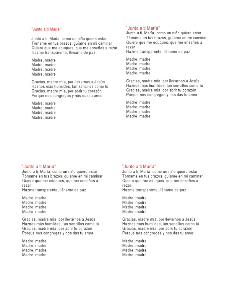 Junto A Ti María | PDF | María, madre de Jesús | Oración