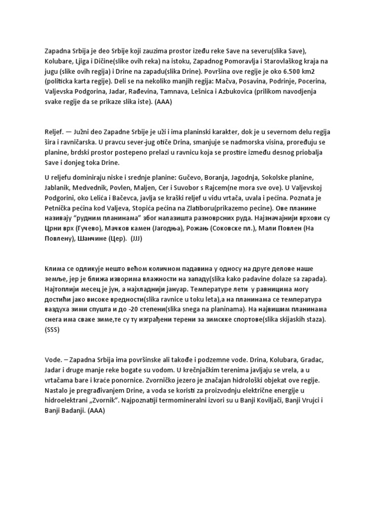 Zapadna Srbija | PDF