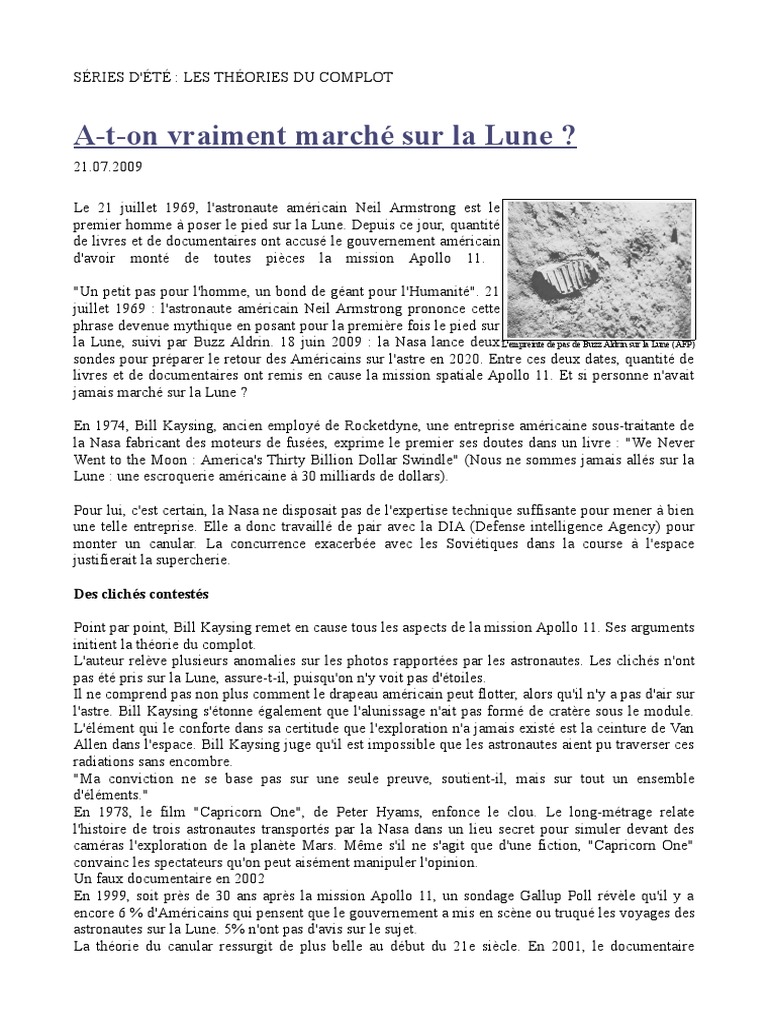 A-t-on marché sur la lune? | PDF
