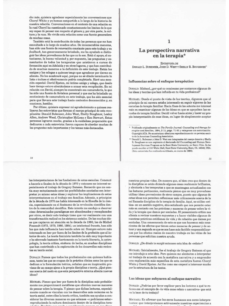La Perspectiva Narrativa en La Terapia | PDF
