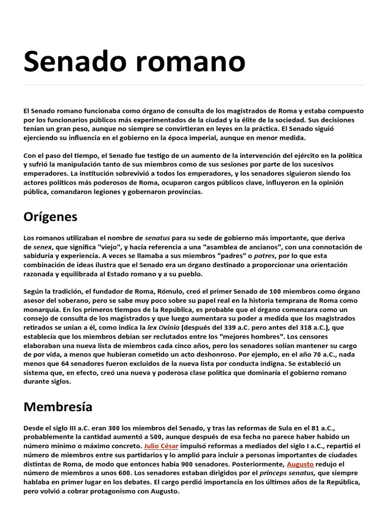 Senado Romano | PDF | imperio Romano | Roma antigua