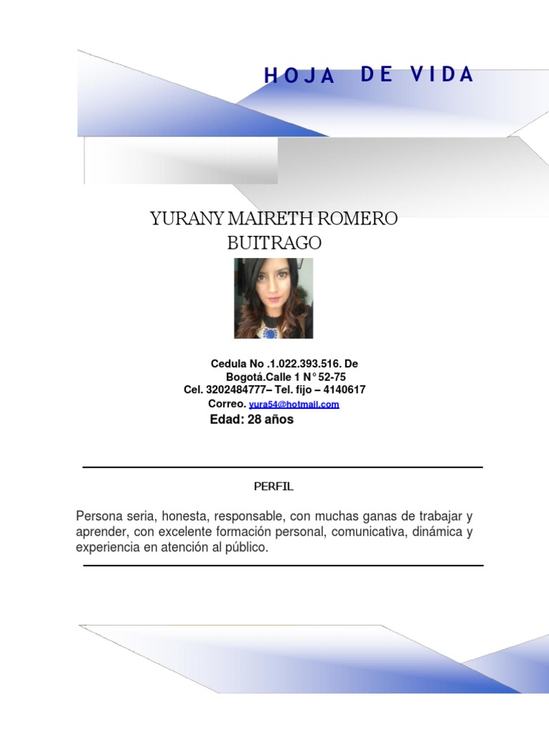 Currículum de Yurany Romero Buitrago | PDF