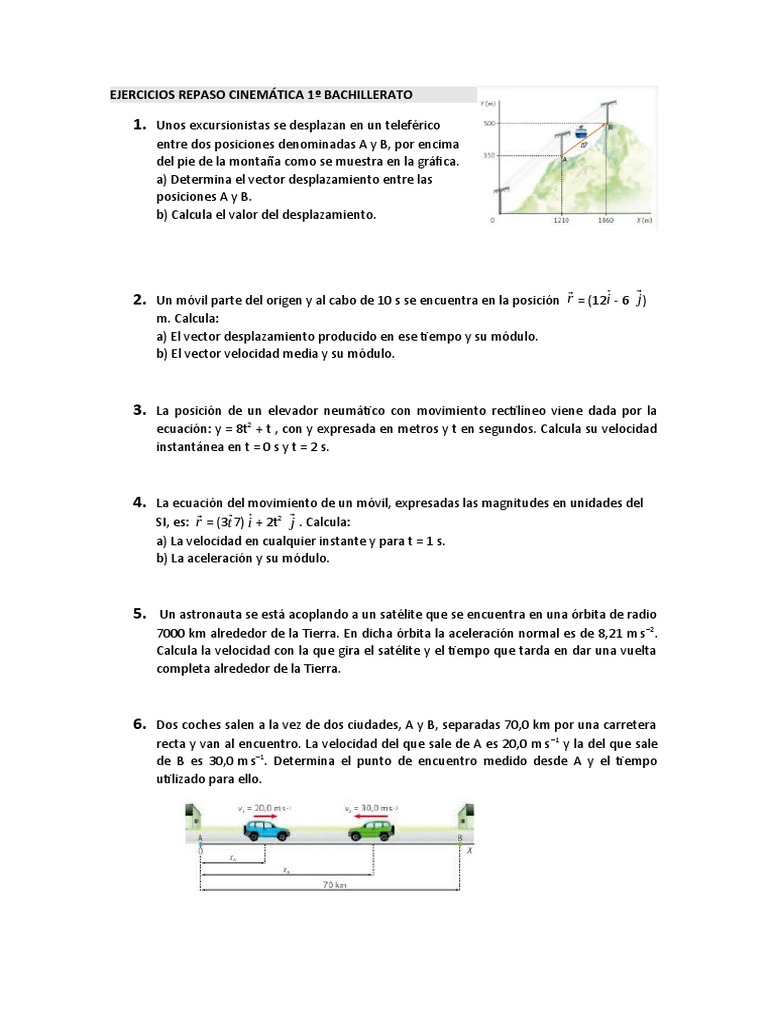 Ejercicios Cinemática 1 Bach | PDF | Velocidad | Oscilación
