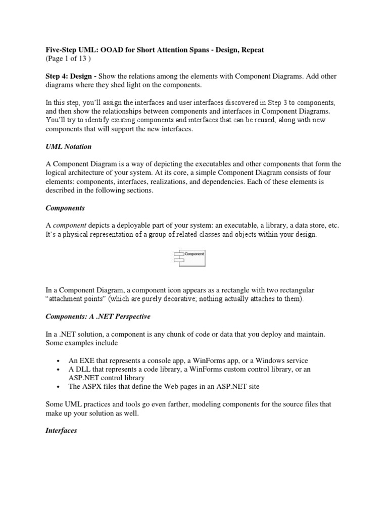 Five-Step UML: OOAD For Short Attention Spans - Design, Repeat | PDF | Component Based Software ...