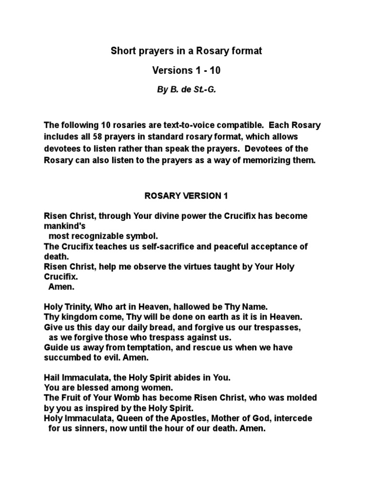 50 Rosary Prayers in 10 Rosaries For Text-To-speech | PDF | Lord's ...