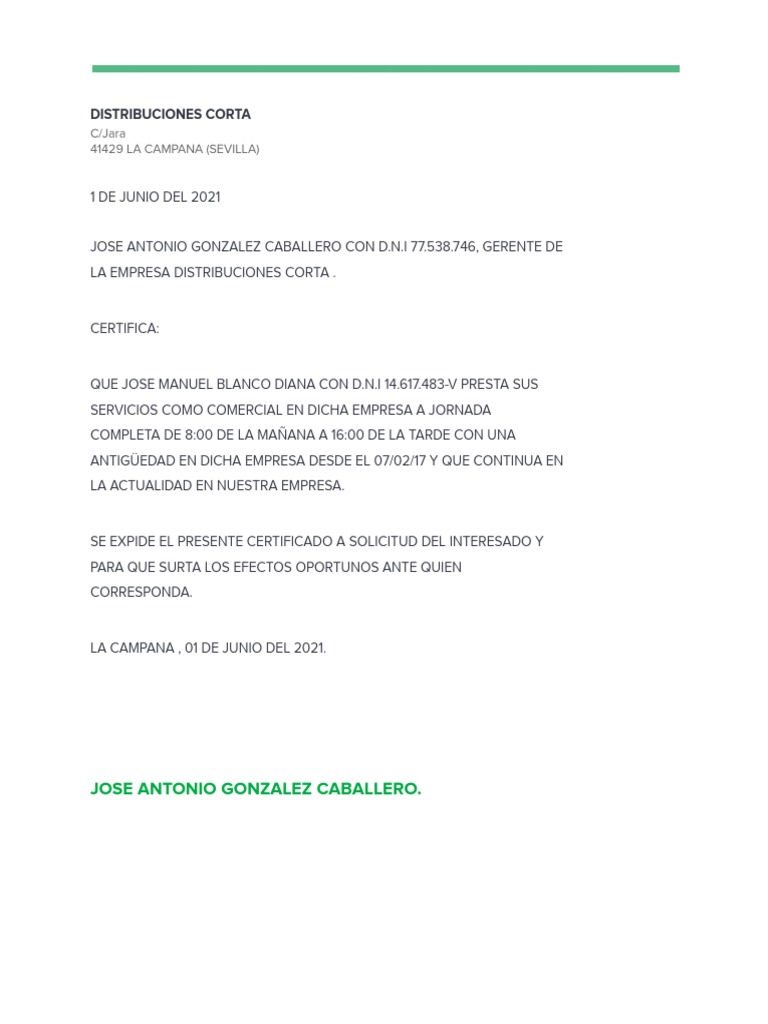 Certificación de La Empresa Justificativo de La Duración de La Jornada ... Certificación de La Empresa Justificativo de La Duración de La Jornada ...