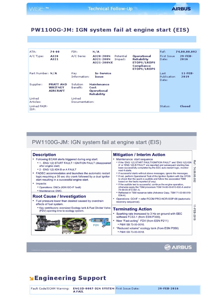 PW1100G-JM: IGN System Fail at Engine Start (EIS) : Engineering Support | PDF | Reliability ...