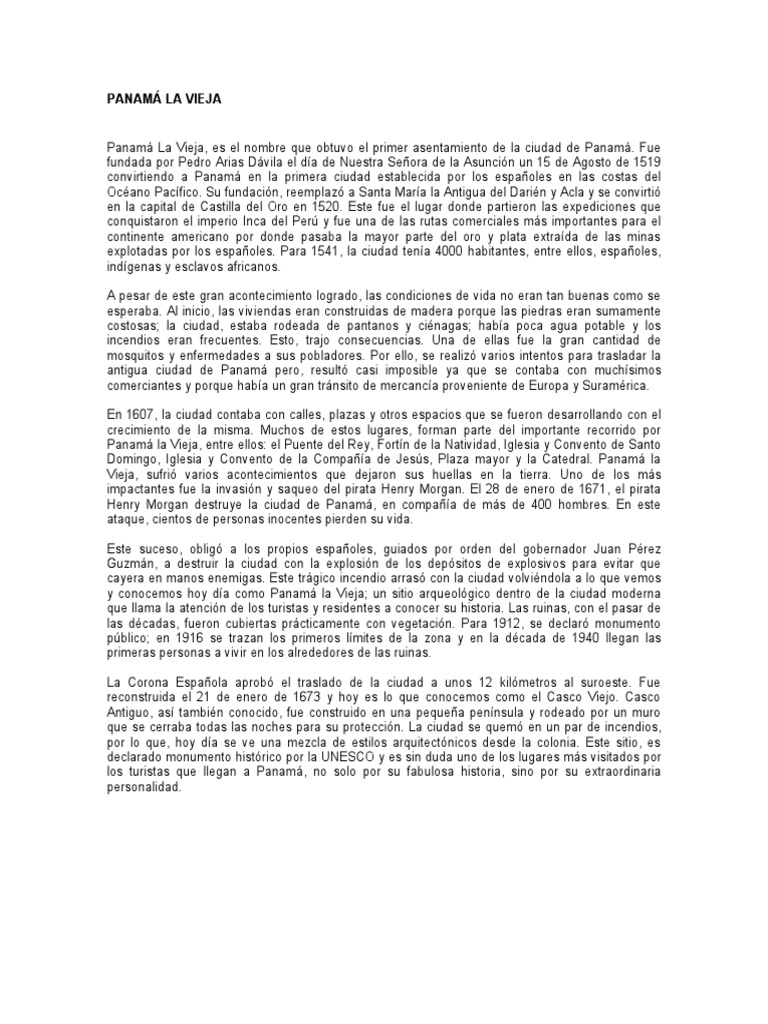 Panama La Vieja Redaccion Mki | PDF | Panamá