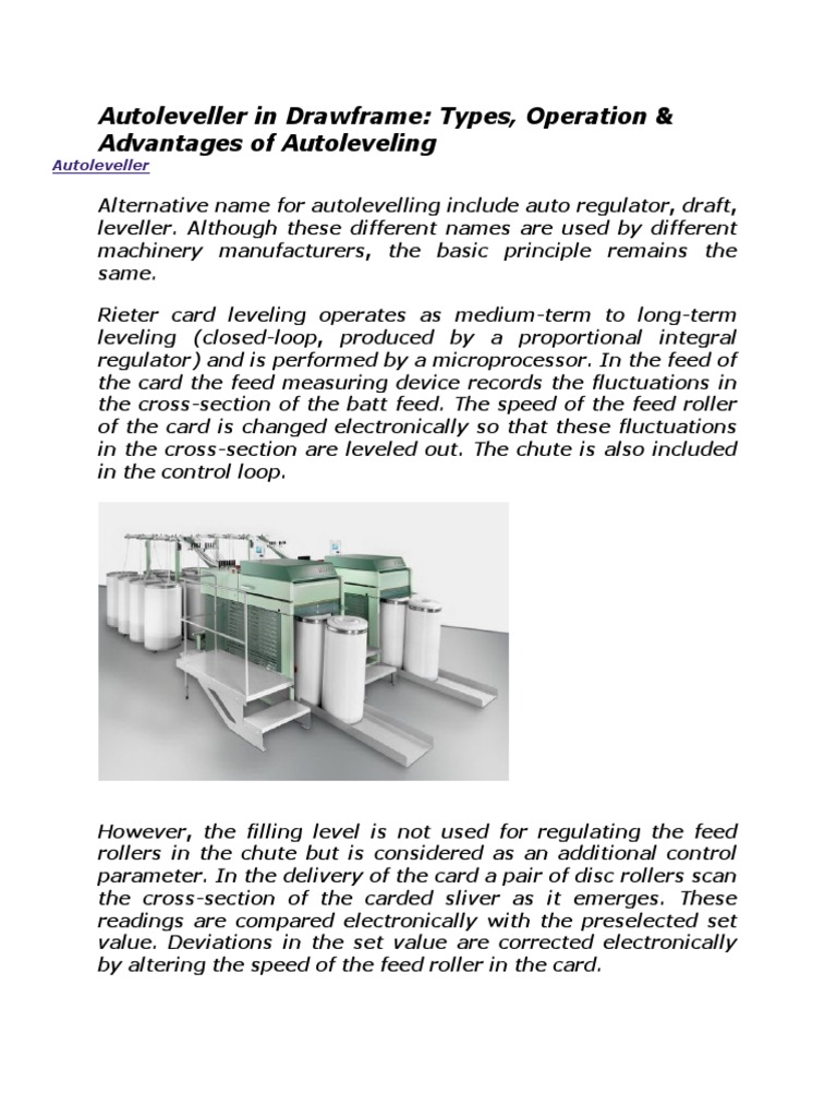 Autoleveller in Drawframe and Fabric Structure | PDF | Weaving | Textiles