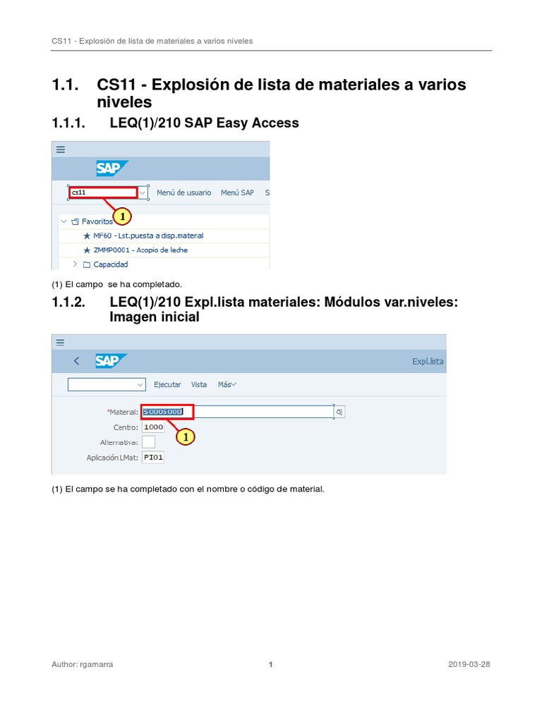 CS11 - Explosión de Lista de Materiales A Varios Niveles | PDF