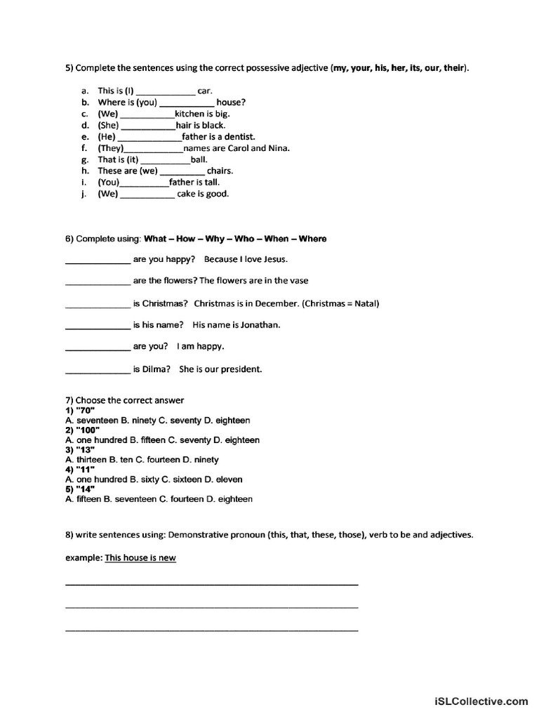 Basic English Test 2 | PDF