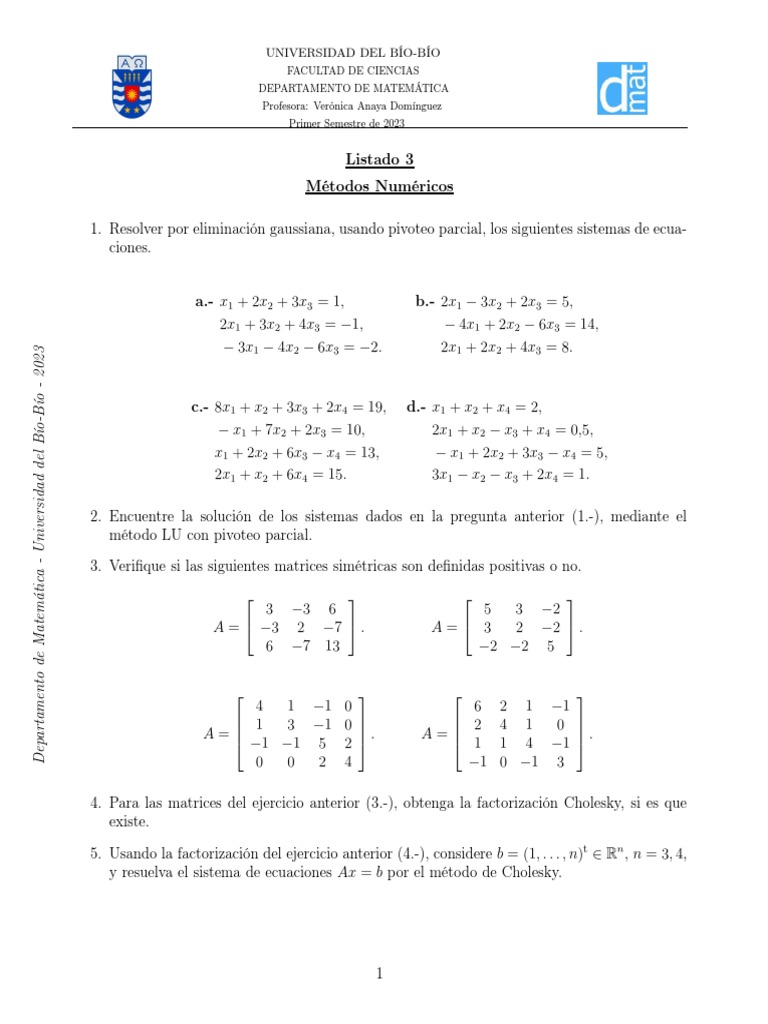 Métodos Numéricos y Álgebra Lineal | PDF | Objetos matemáticos | Conceptos matemáticos