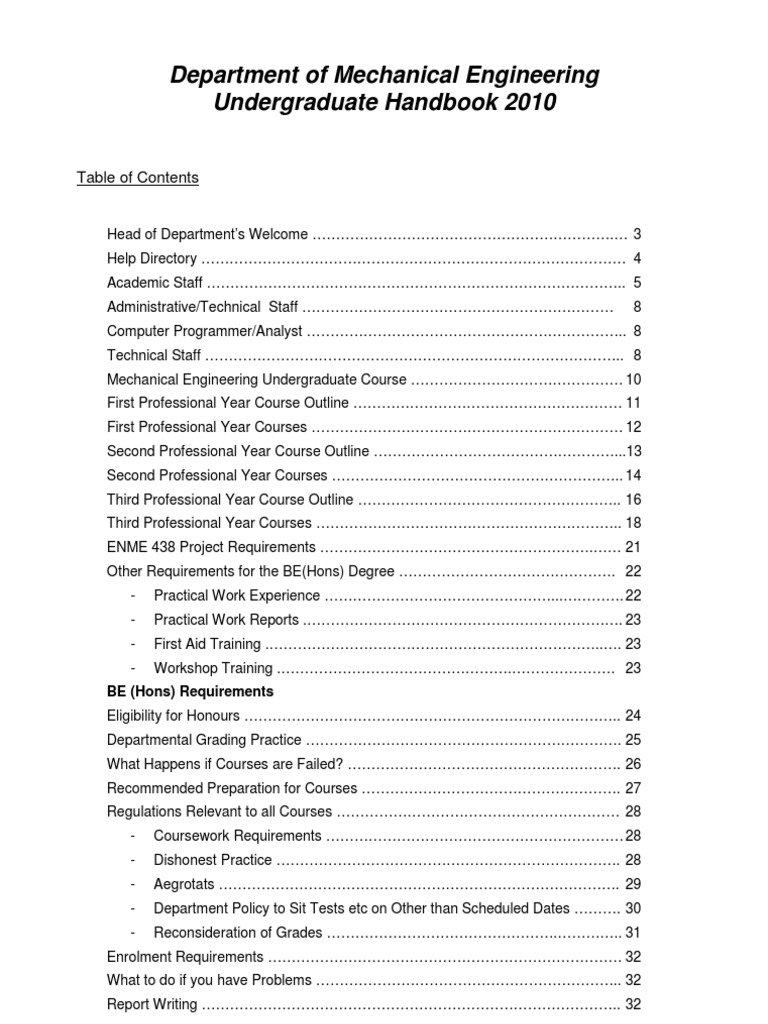 Mechanical Engineering Undergraduate Guide | PDF | Mechanical ...